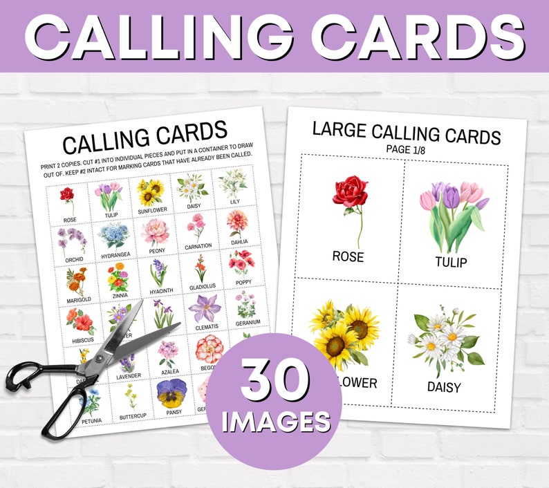 30 Flower Bingo Cards Printable Game, Floral Spring Bingo Boards Kids ...