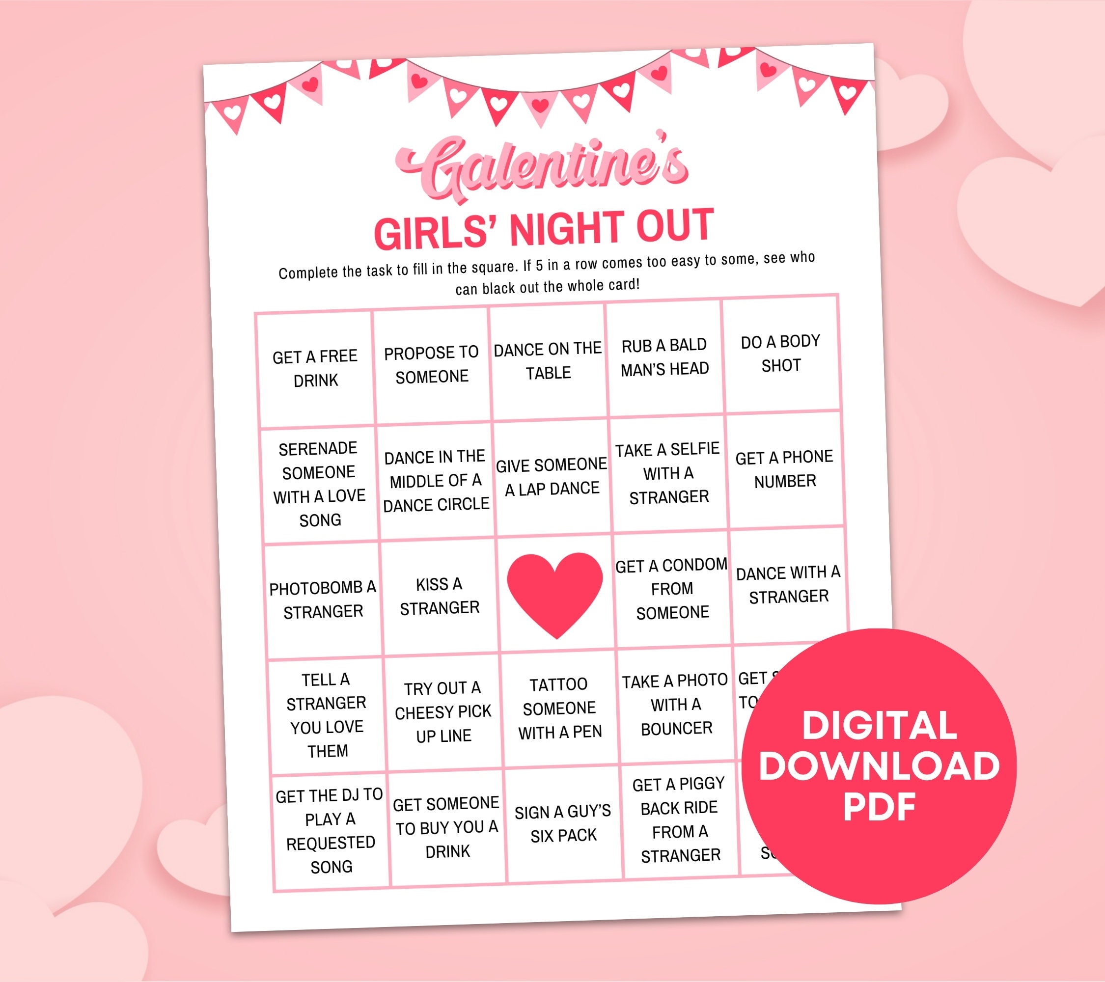 Galentine's Bingo Cards Printable, Valentines Girls Night Out ...