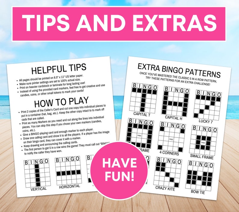 60 Luau Bingo Cards Printable Game, Aloha Hawaiian Birthday Party Bingo ...