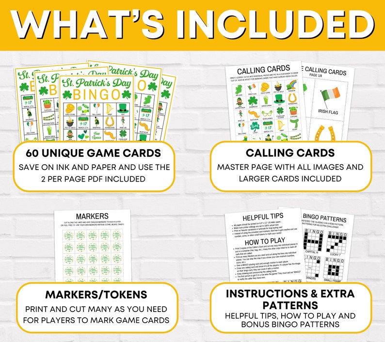 60 St Patricks Day Bingo Cards Game Printable, St Patrick Bingo Board ...