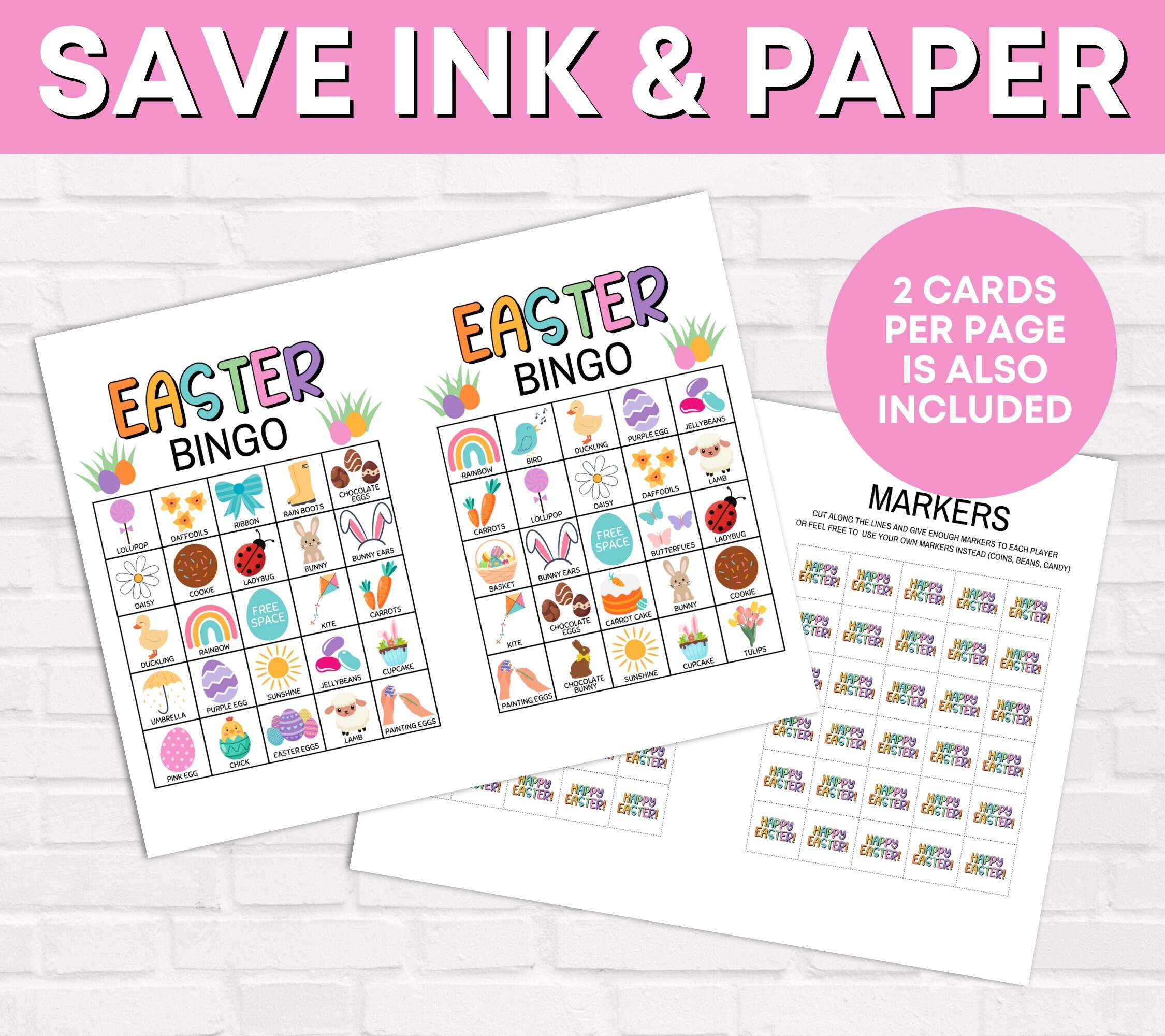 90 Easter Bingo Cards Printable Game, Easter Bingo Boards Activity for ...