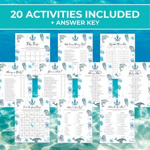 Ocean Baby Shower Games Bundle, Sea Life Baby Shower Games,nautical ...