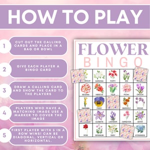 30 Flower Bingo Cards Printable Game, Floral Spring Bingo Boards Kids ...