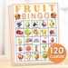 120 Fruit Bingo Cards Printable Game, Fruit Bingo Boards Game, Fruit ...