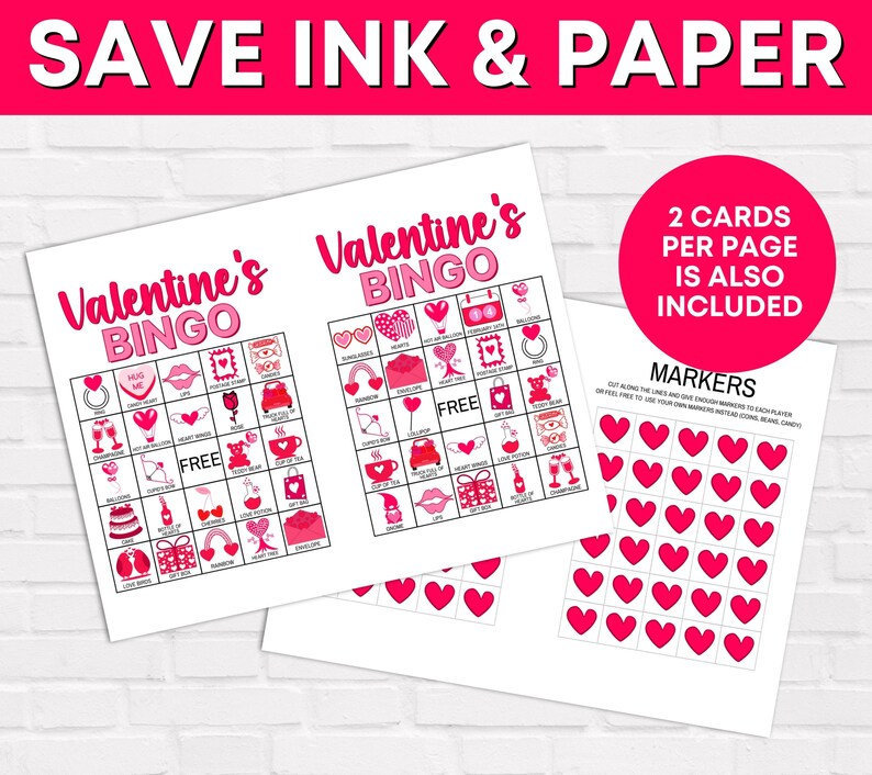 30 Valentines Bingo Game Cards Printable, Valentine's Day Bingo Cards ...