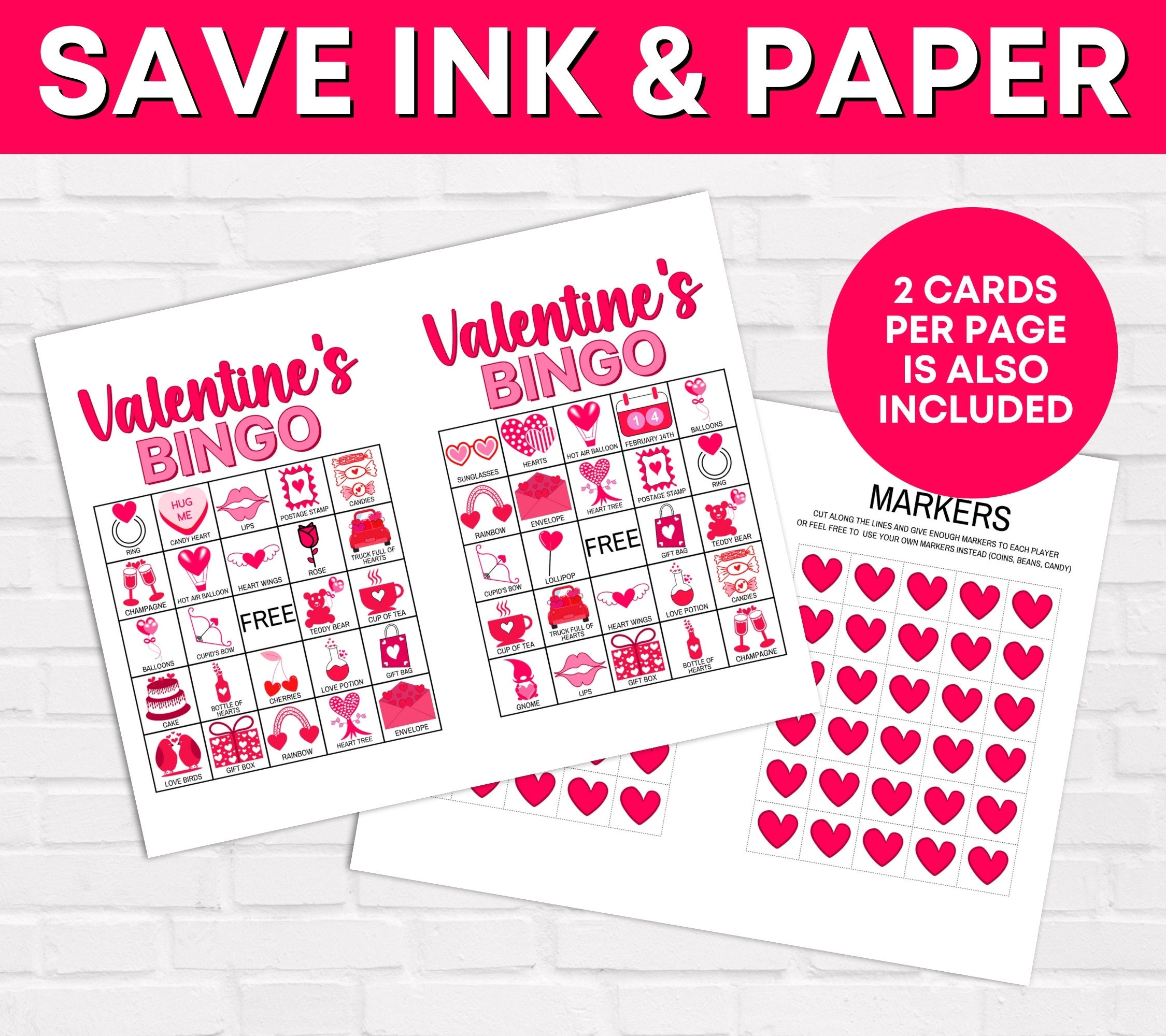 30 Valentines Bingo Game Cards Printable, Valentine's Day Bingo Cards ...