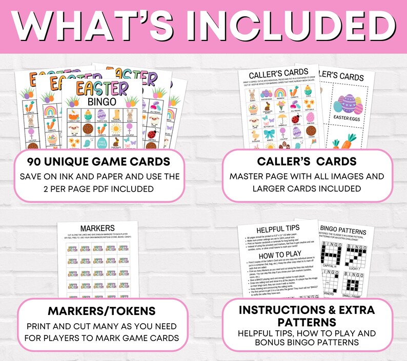 90 Easter Bingo Cards Printable Game, Easter Bingo Boards Activity for ...