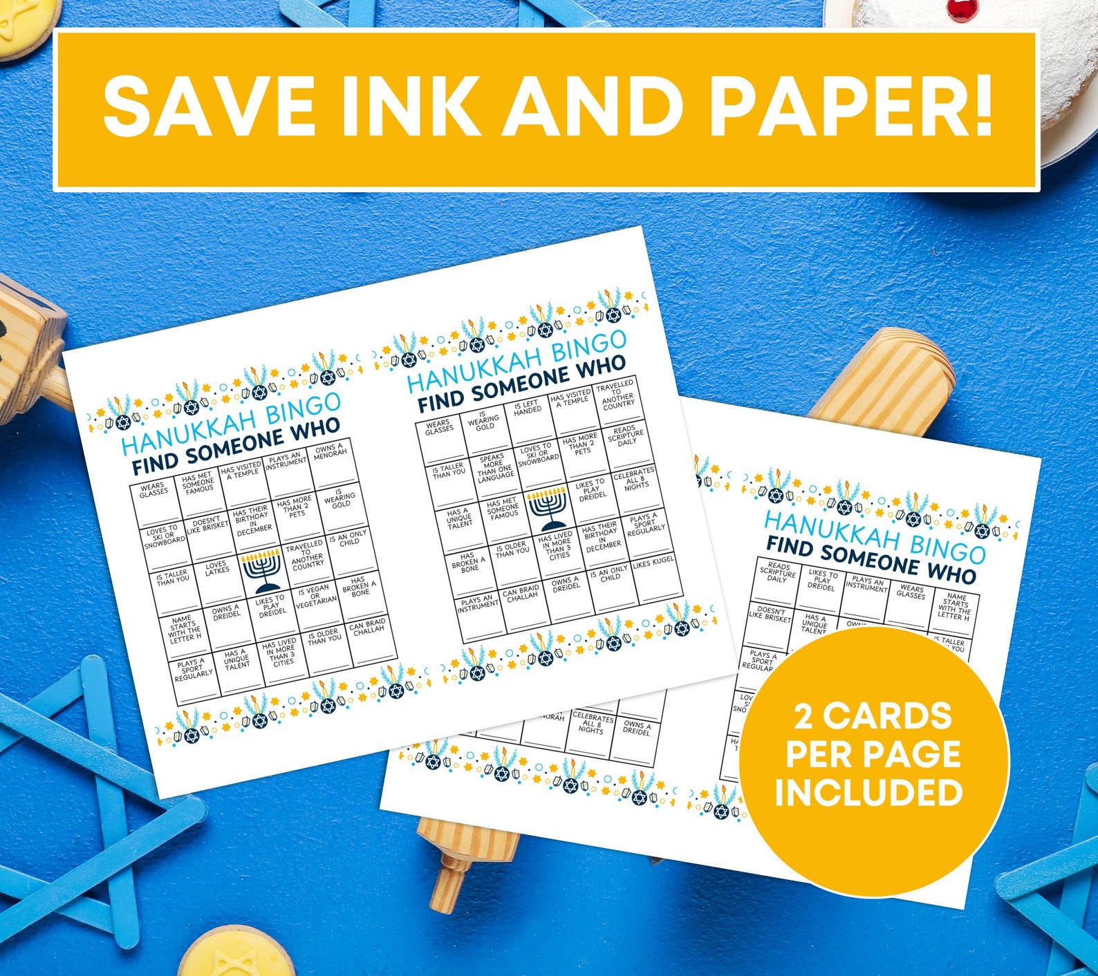120 Hanukkah Mingle Bingo Card Printable Game,hanukkah Find Someone Who ...