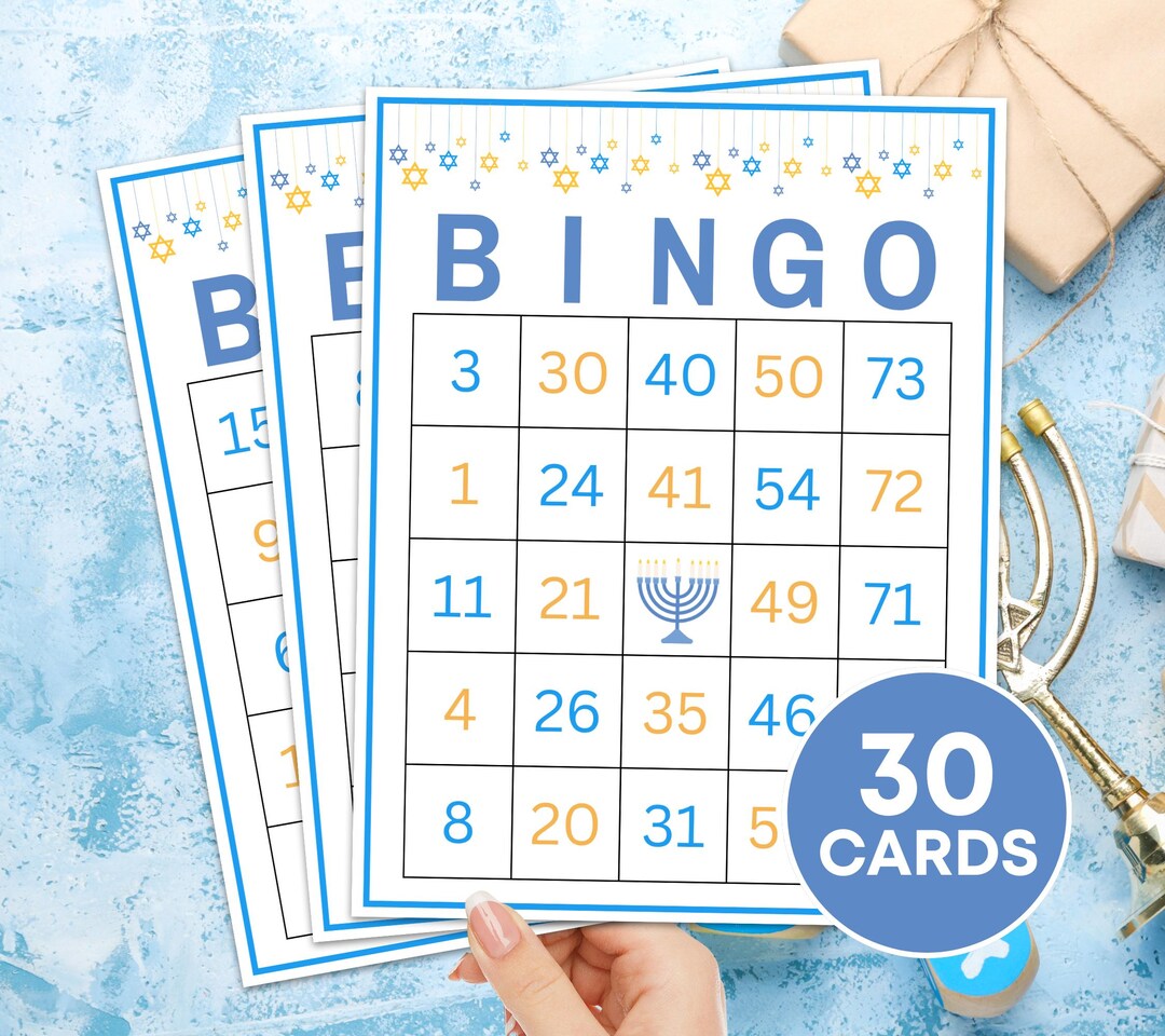 30 Hanukkah Bingo Cards Printable Game, Hanukkah Party Bingo Boards ...