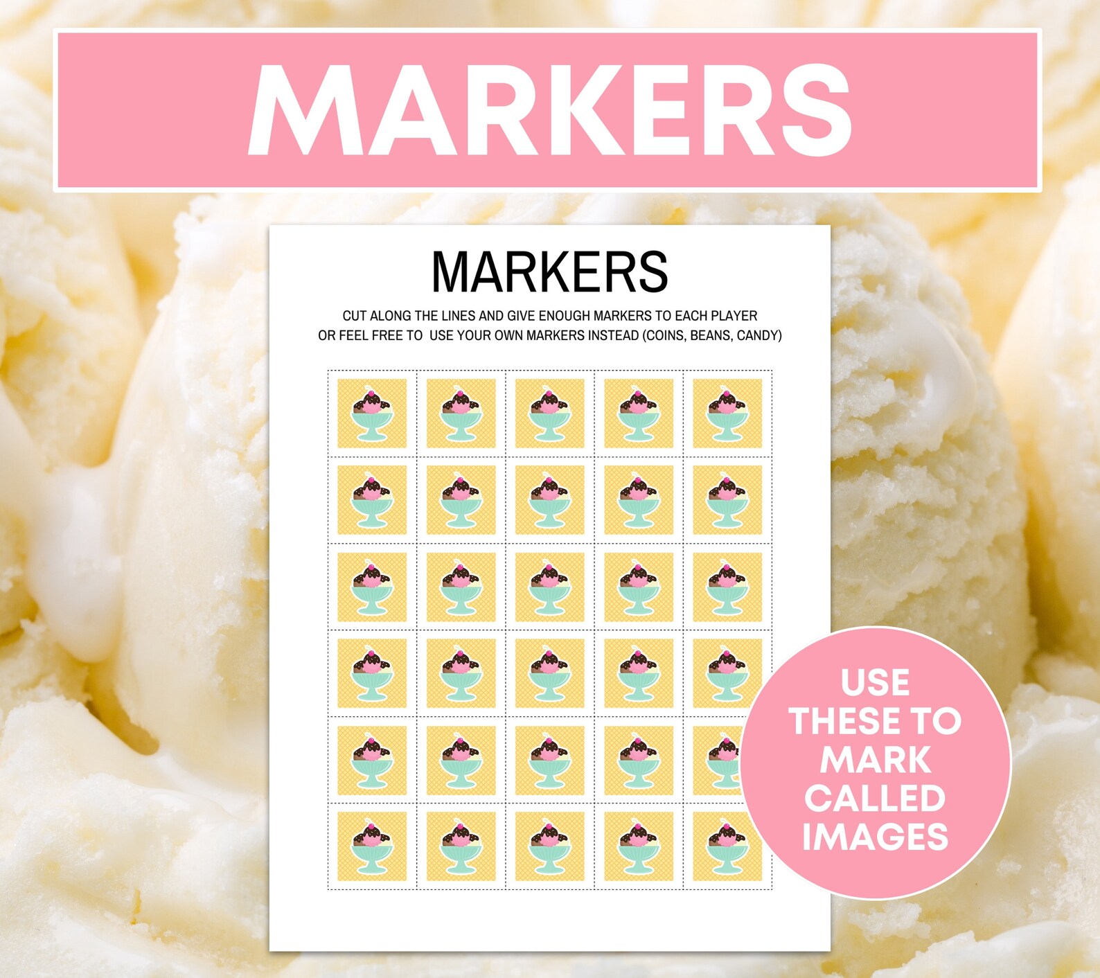30 Ice Cream Bingo Cards Printable Game, Ice Cream Birthday Party Bingo ...