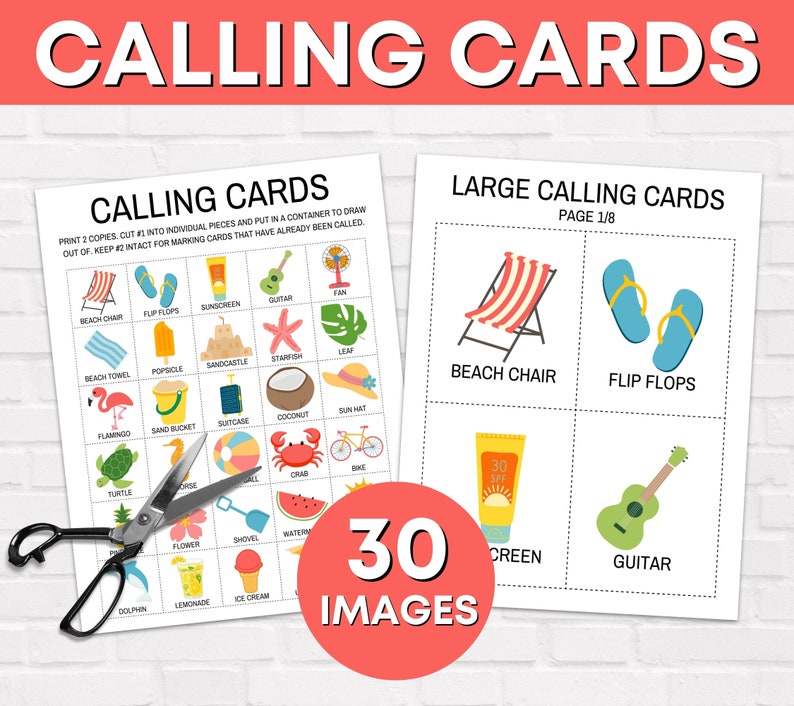 60 Summer Bingo Cards Printable Game, Summer Birthday Party Bingo Game ...