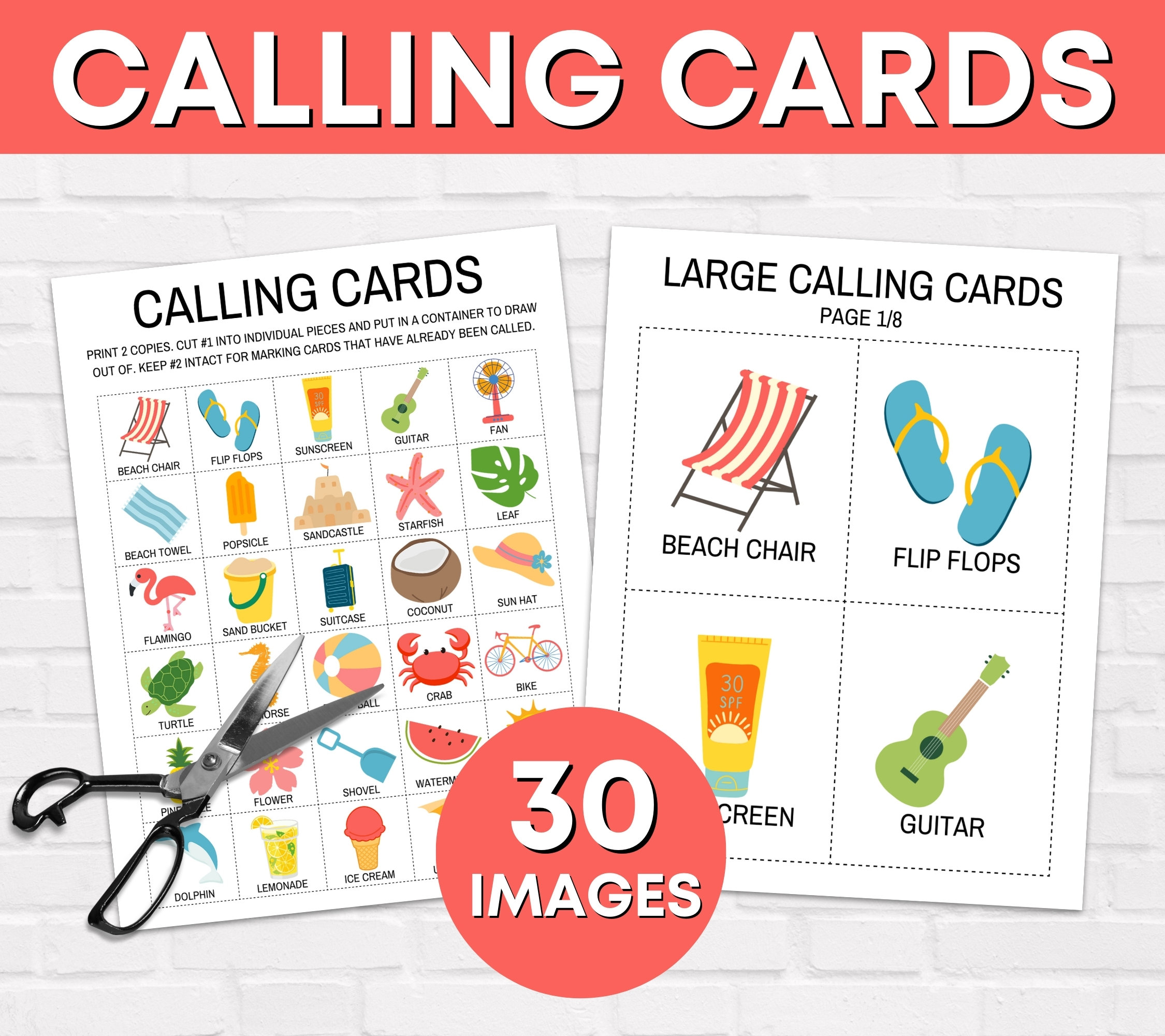 60 Summer Bingo Cards Printable Game, Summer Birthday Party Bingo Game ...