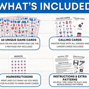 60 Fourth of July Bingo Cards Printable Game, 4th of July USA ...