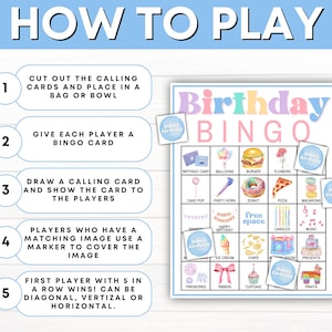 30 Birthday Bingo Cards Printable Game, Pastel Kids Birthday Bingo Boards Party Game, Girls ...