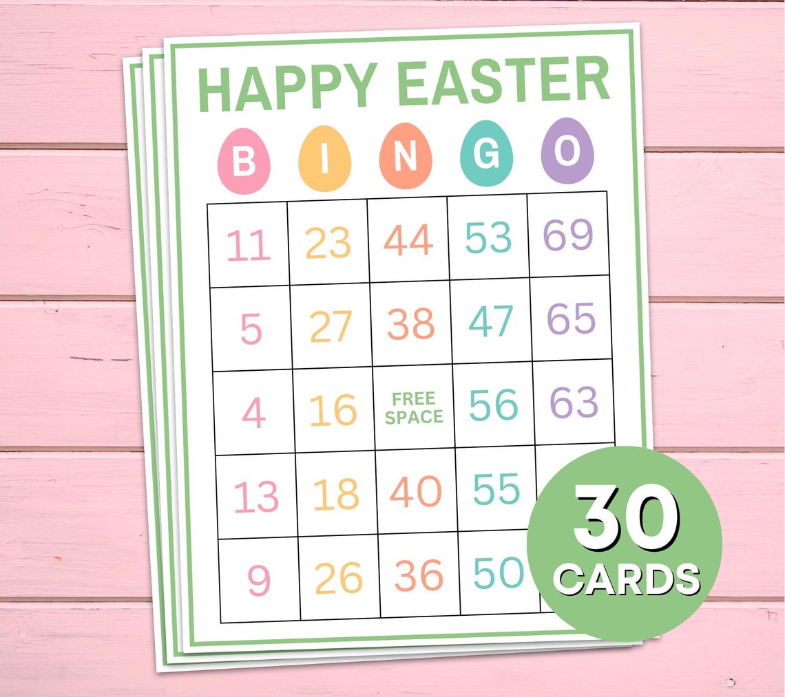 30 Easter Bingo Cards Printable Game, Easter Bingo Boards Activity for ...