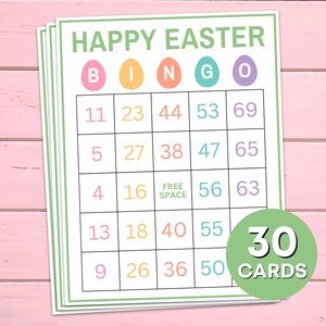 30 Easter Bingo Cards Printable Game, Easter Bingo Boards Activity for ...