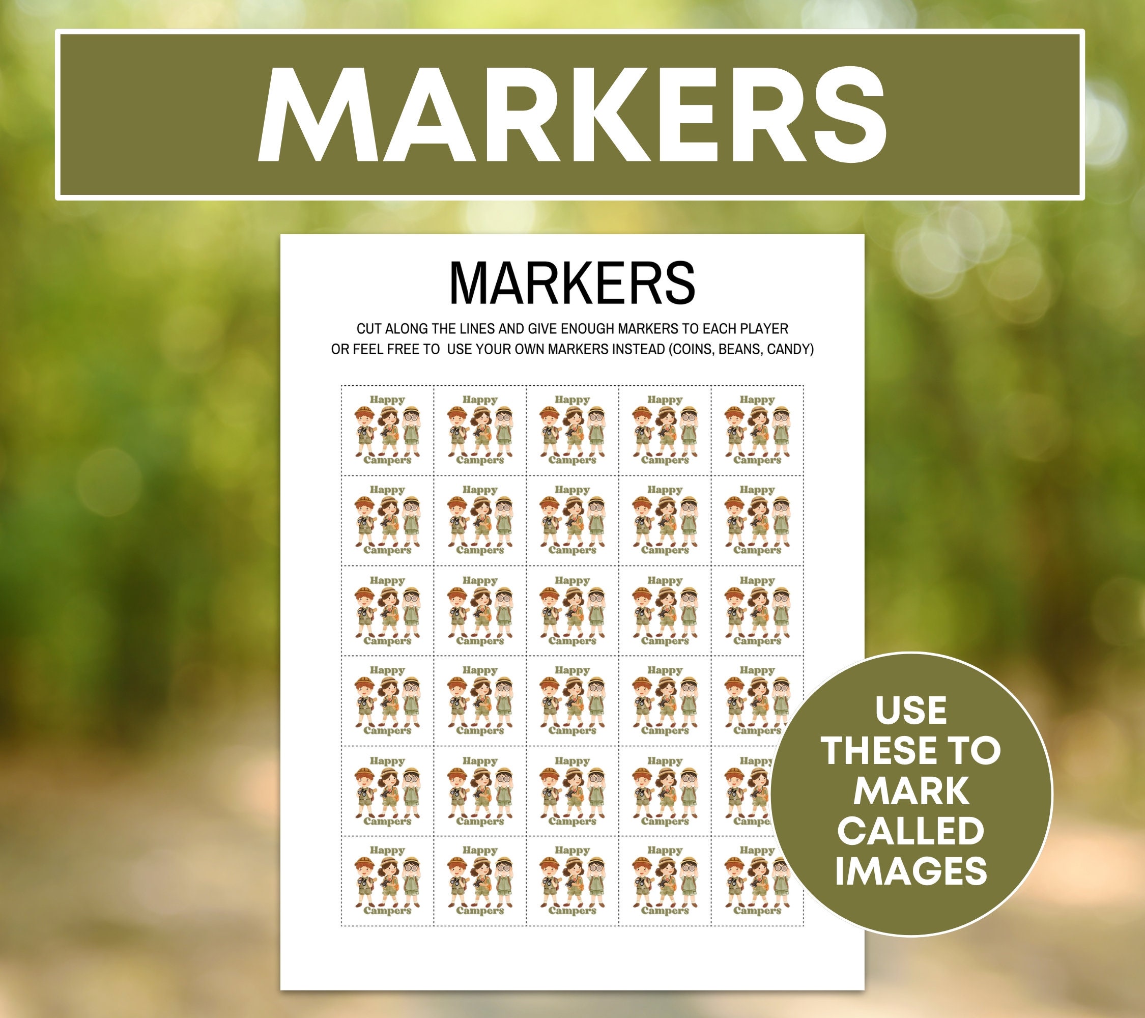 30 Camping Bingo Cards Printable Game, Camping Party Bingo Game ...