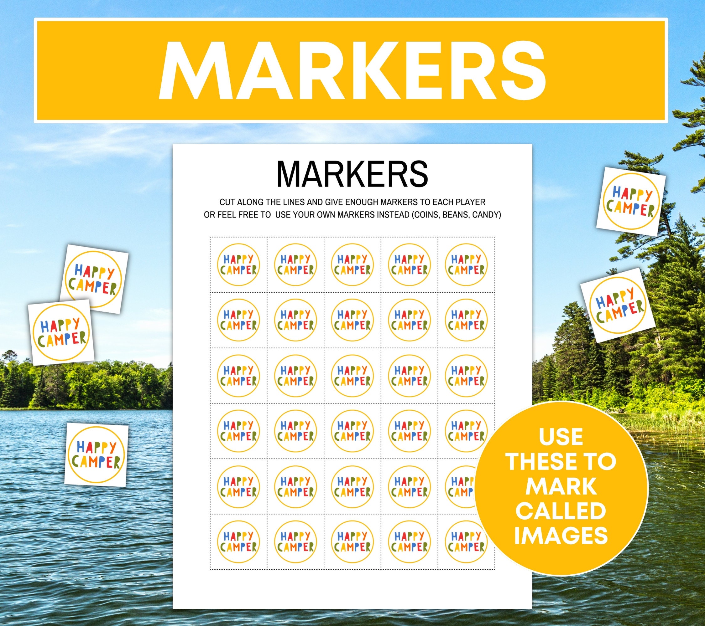 30 Summer Camp Bingo Cards Printable Game, Kids Camping Bingo Game ...