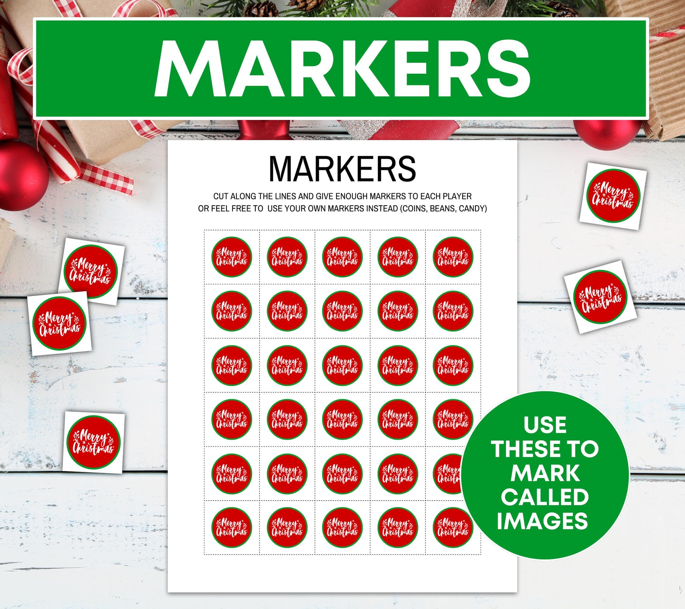 90 Christmas Bingo Card Printable Game,christmas Bingo Board Game for ...