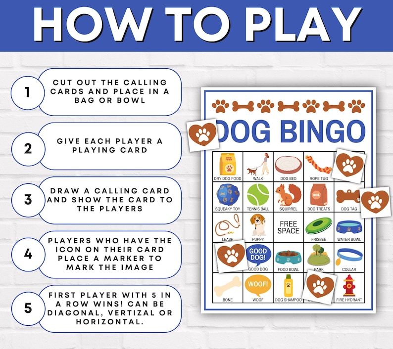 30 Dog Bingo Cards Printable Game, Puppy Dog Bingo Cards Game, Dog ...