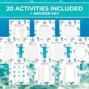 Ocean Baby Shower Games Bundle, Sea Life Baby Shower Games,nautical ...