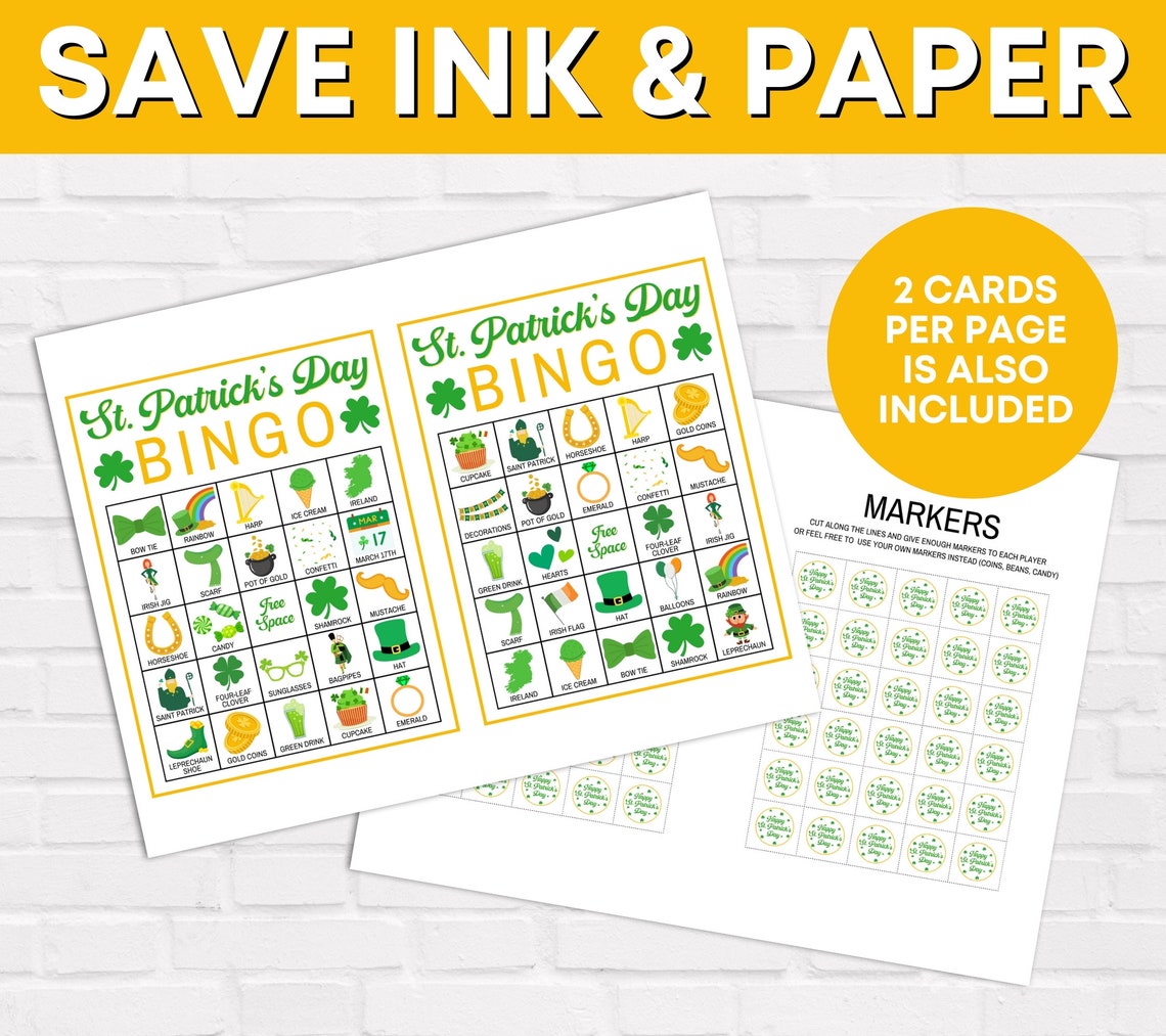 120 St Patricks Day Bingo Cards Game Printable, St Patrick Bingo Board ...