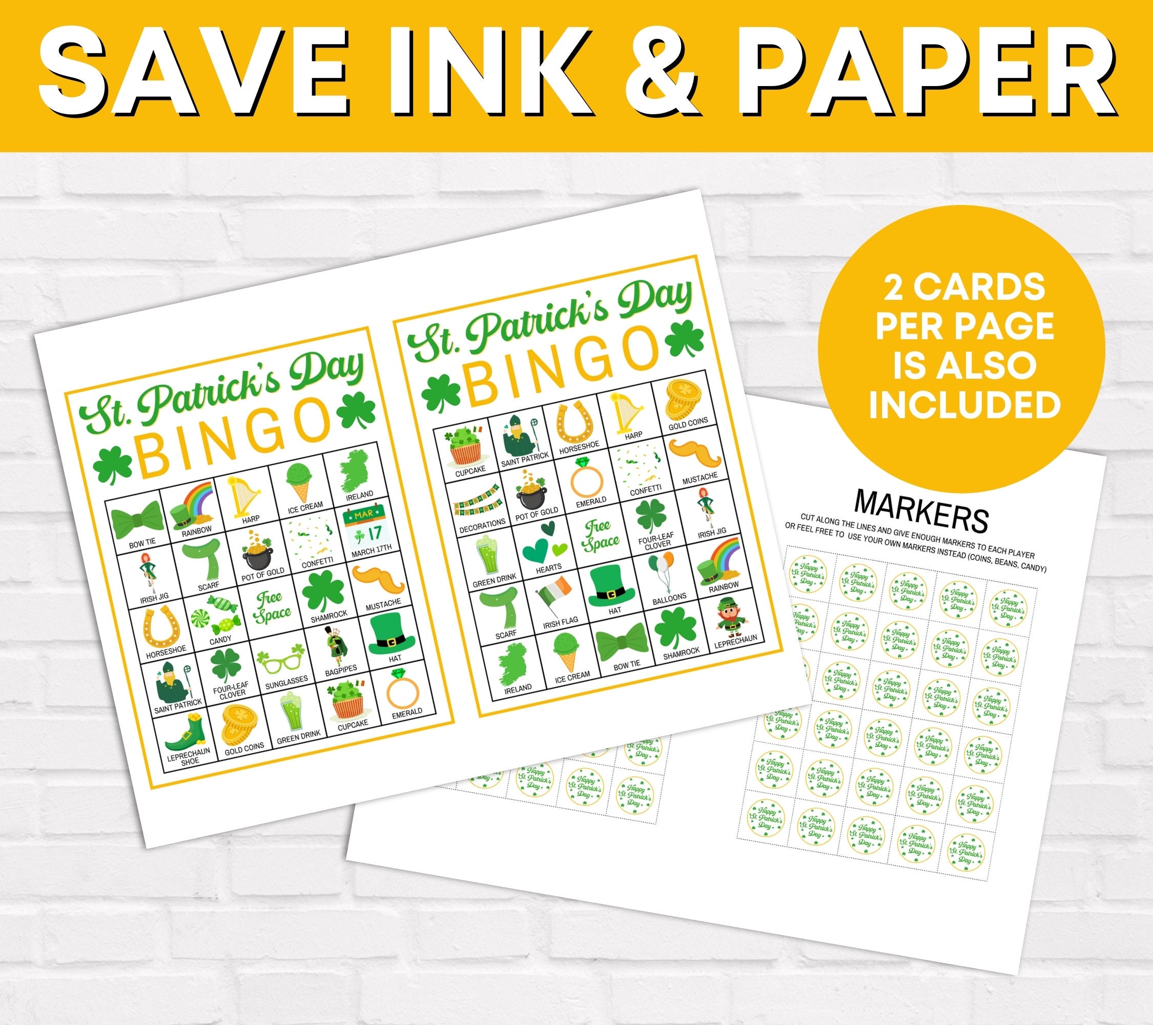 120 St Patricks Day Bingo Cards Game Printable, St Patrick Bingo Board ...
