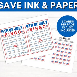 60 Fourth of July Bingo Cards Printable Game, 4th of July USA ...