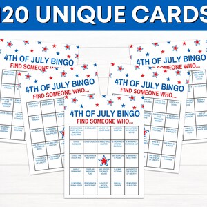 120 Fourth of July Find Someone Who Bingo Cards,4th of July USA ...