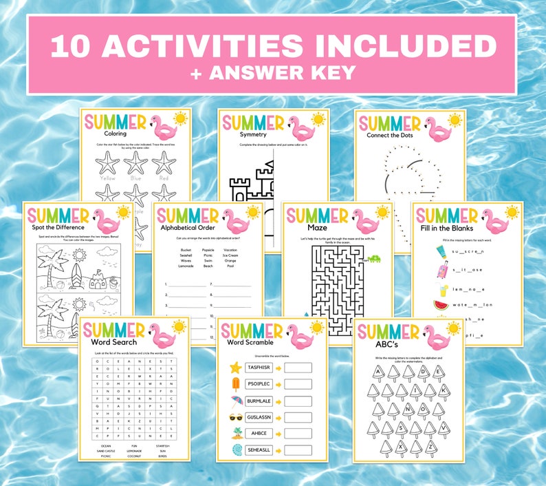Summer Activities Games Printable Bundle, Kids Summer Activities Games ...
