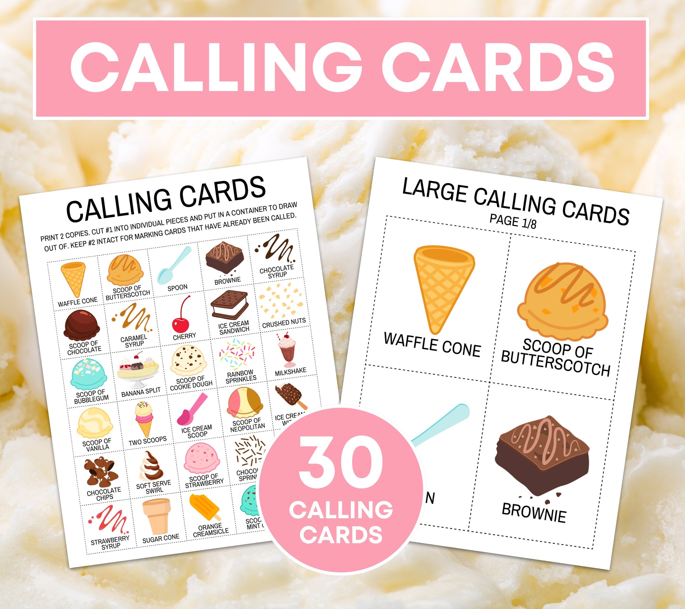 120 Ice Cream Bingo Cards Printable Game, Ice Cream Birthday Party ...