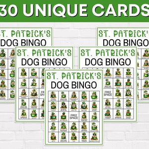 30 St Patricks Day Dog Bingo Cards Game Printable, St Patrick Dog Breed ...