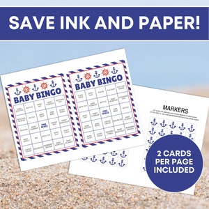 120 Ahoy Nautical Baby Shower Bingo Cards Printable Game, Baby Boy ...