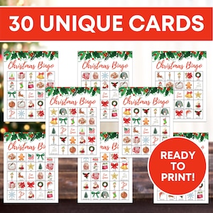 30 Christmas Bingo Card Printable Game,christmas Bingo Board,christmas ...