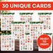 30 Christmas Bingo Card Printable Game,christmas Bingo Board,christmas ...
