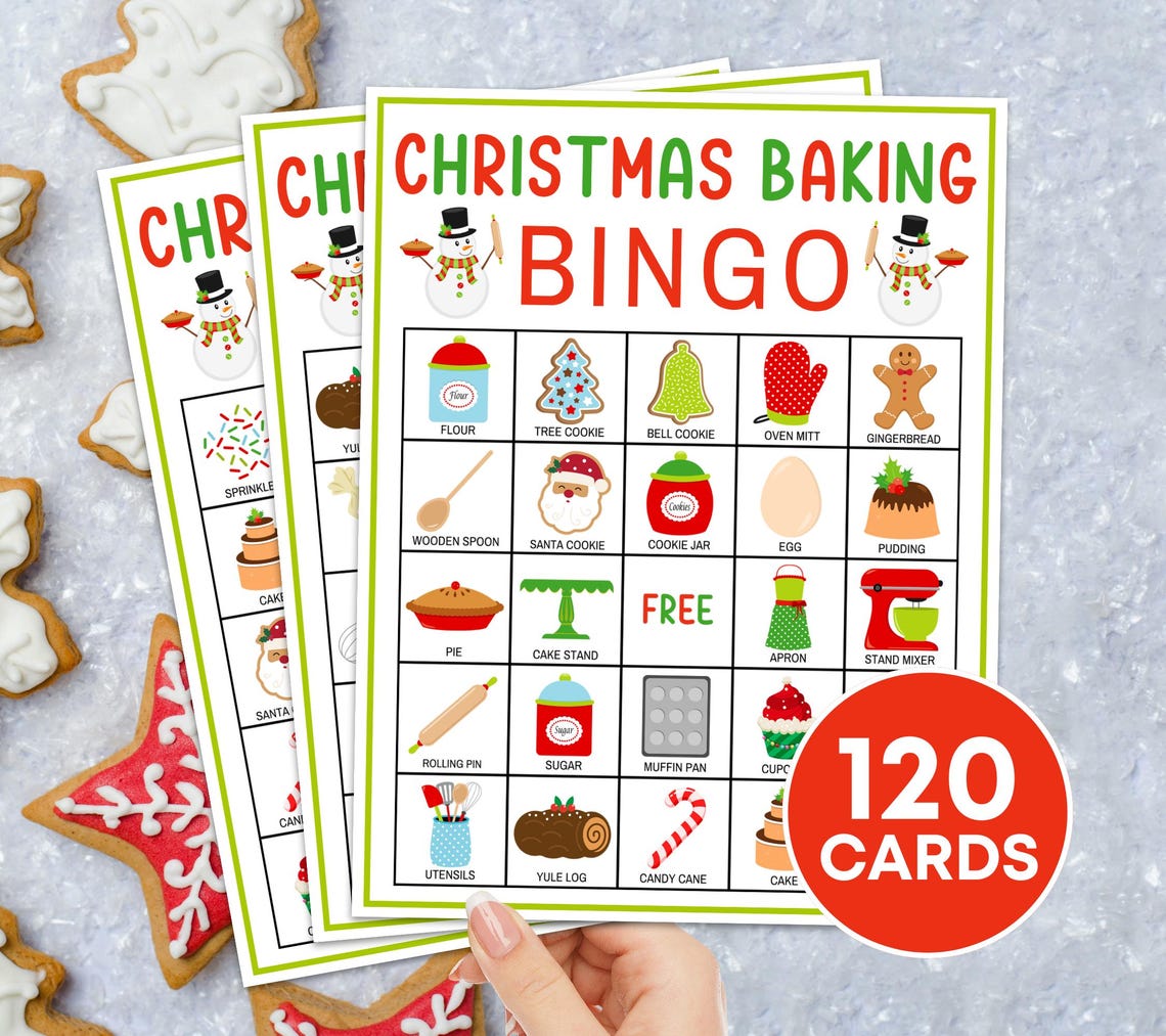 120 Christmas Baking Bingo Card Printable Game, Christmas Cookie Bingo ...