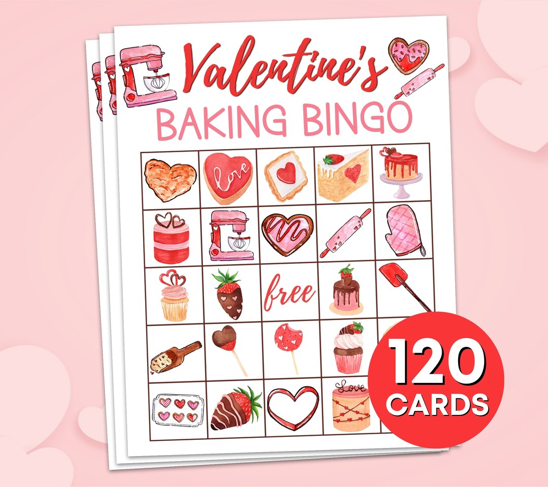 120 Valentines Day Baking Bingo Game Cards Printable, Valentines Baking ...