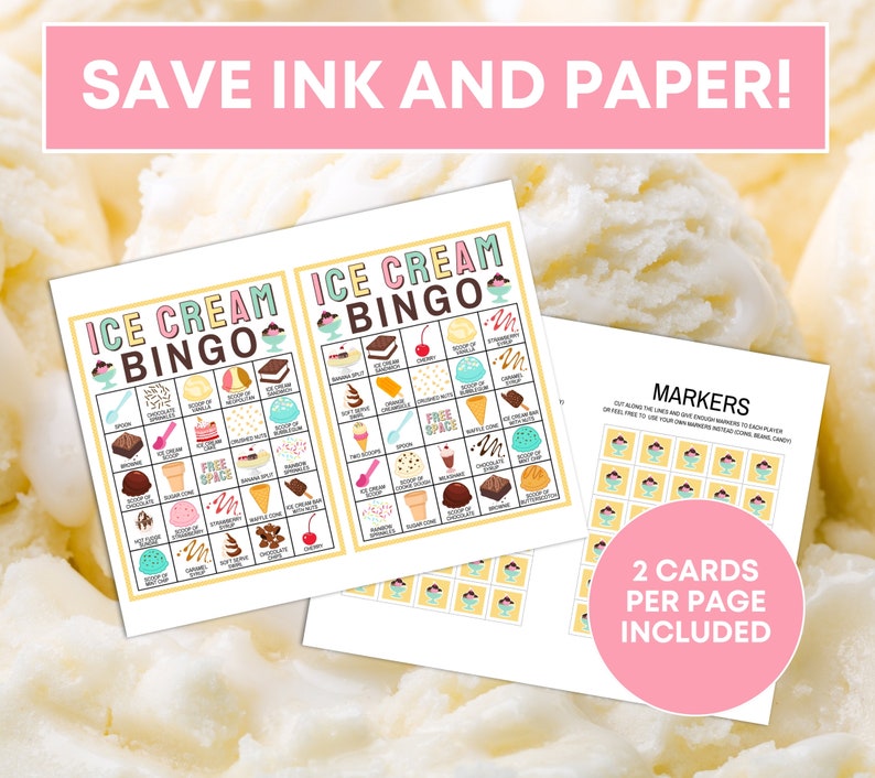 30 Ice Cream Bingo Cards Printable Game, Ice Cream Birthday Party Bingo ...