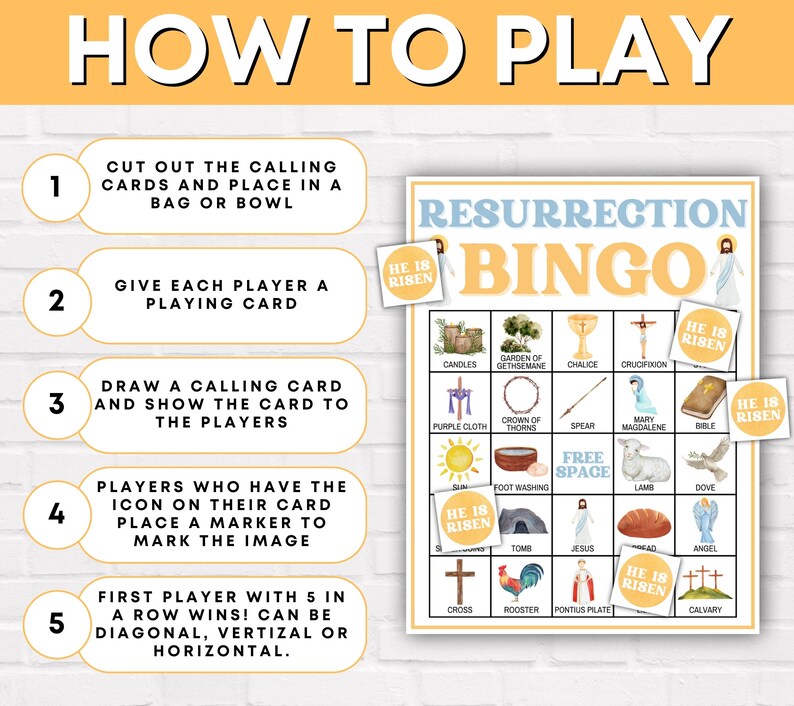 120 Resurrection Bingo Cards Printable Game, Easter Sunday Bible Bingo ...