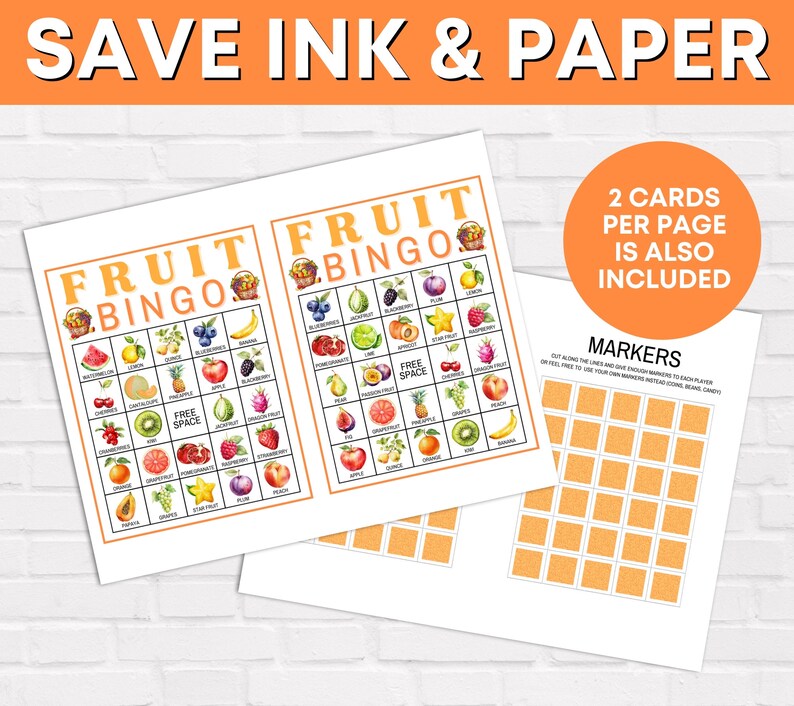 30 Fruit Bingo Cards Printable Game, Fruit Bingo Boards Game, Fruit ...
