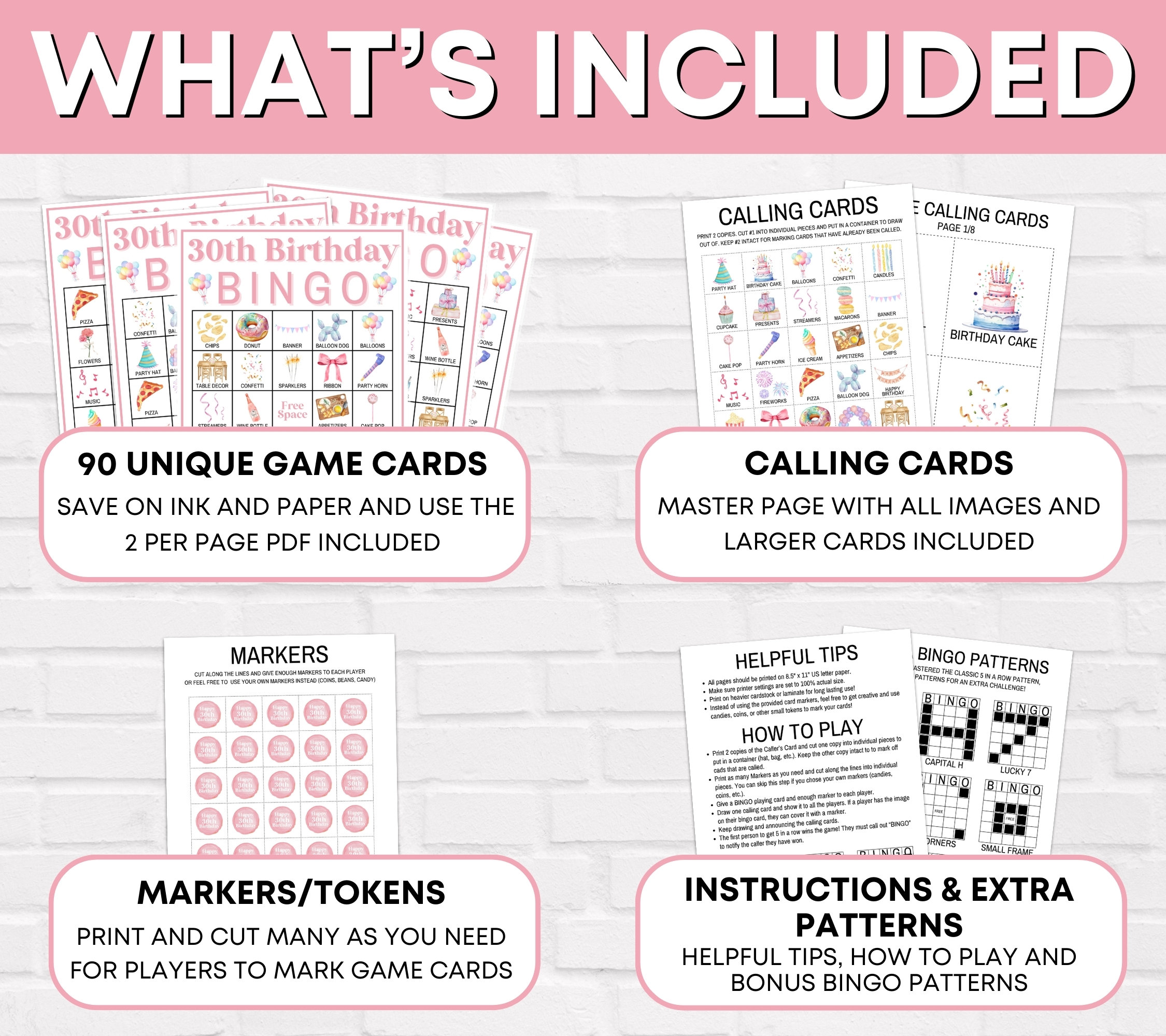 90 30th Birthday Bingo Cards Printable Game, 30th Birthday Party Bingo ...