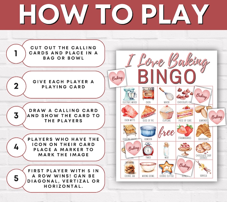 120 Baking Bingo Game Cards Printable, Baking Birthday Party Bingo ...