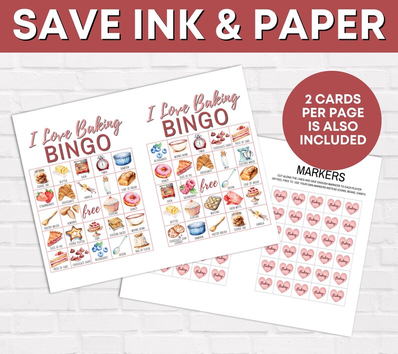 30 Baking Bingo Game Cards Printable, Baking Birthday Party Bingo ...