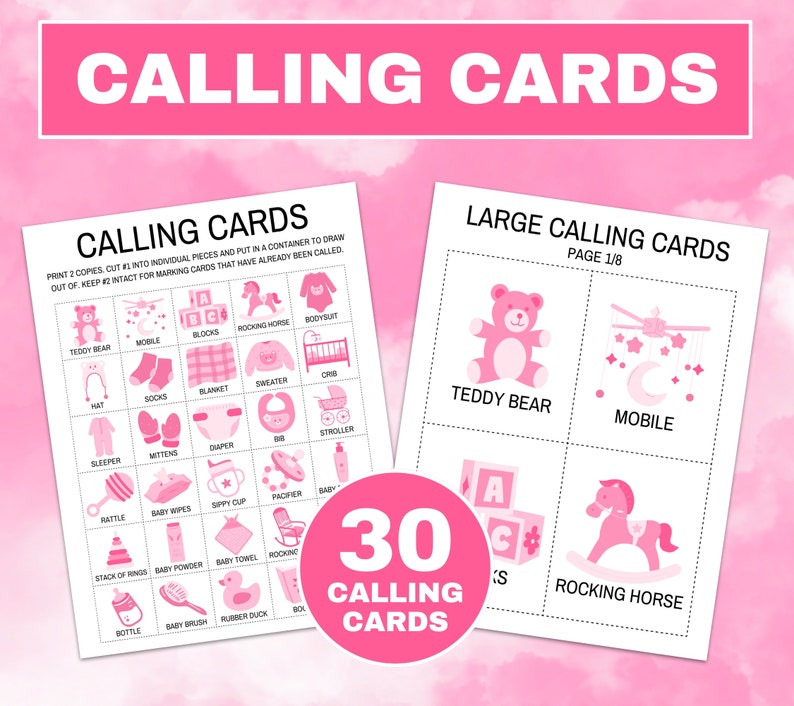 120 Baby Bingo Cards Printable Game, Baby Girl Shower Bingo Game Boards ...
