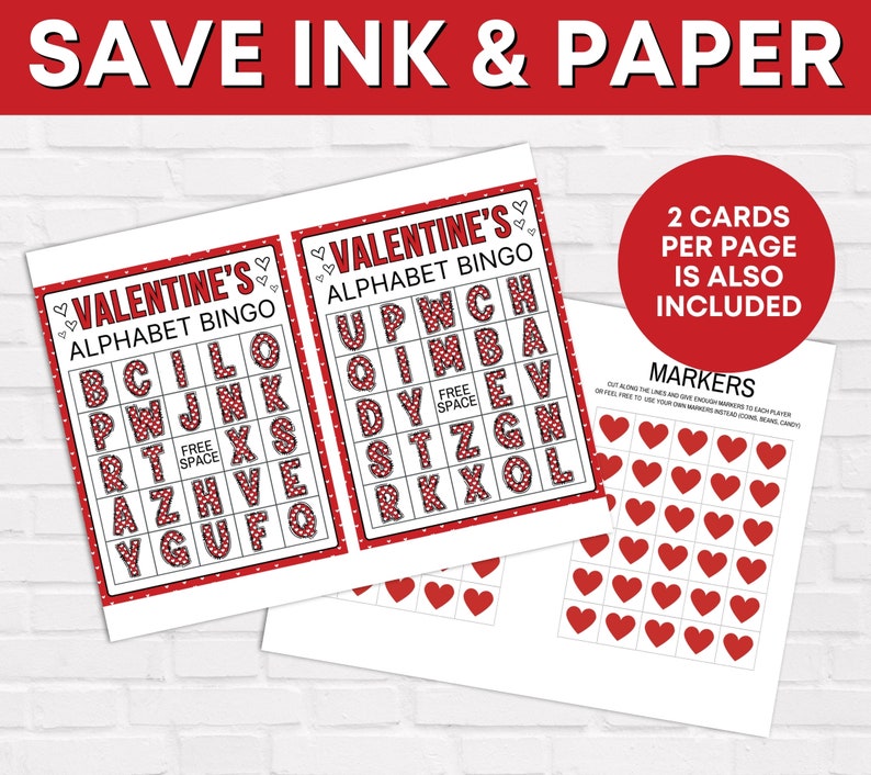 30 Valentines Alphabet Bingo Game Cards Printable, Valentine Classroom ...