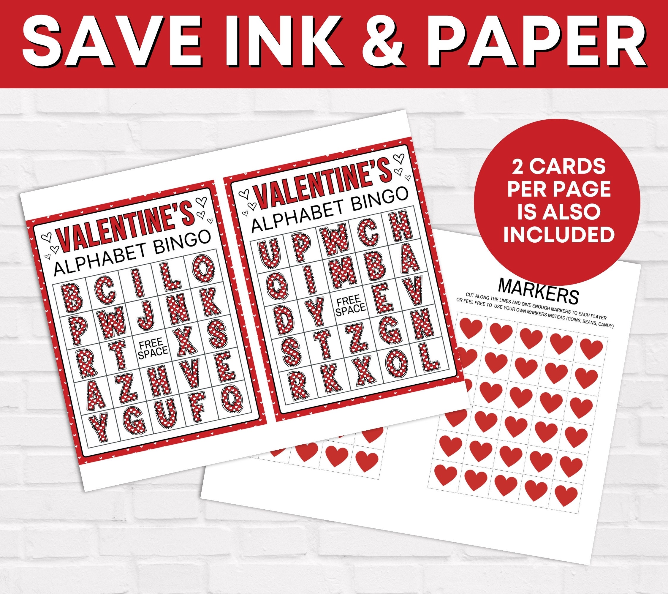 30 Valentines Alphabet Bingo Game Cards Printable, Valentine Classroom ...