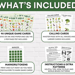 90 Vegetable Bingo Cards Printable Game, Vegetable Bingo Boards ...