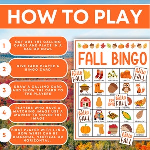 60 Fall Bingo Cards Printable Game, Fall Autumn Bingo Boards, Fall ...