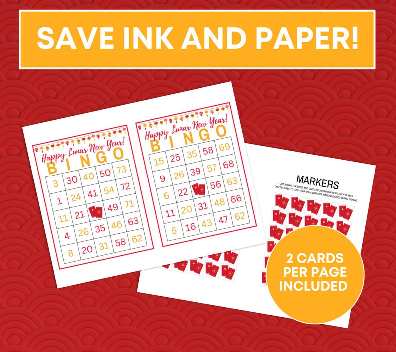 50 Lunar New Year Bingo Cards Printable Game, Chinese New Year Bingo ...