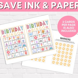 60 Birthday Bingo Cards Printable Game, Pastel Kids Birthday Bingo ...